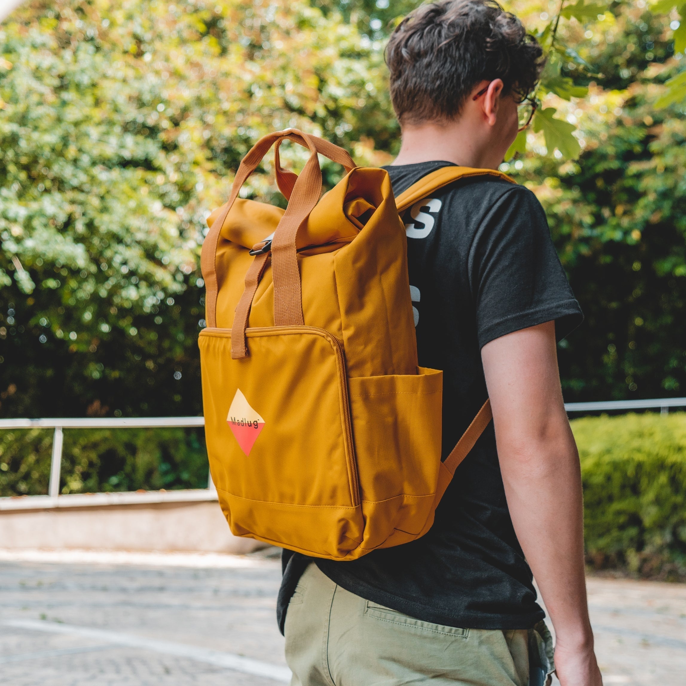 Mustard Laptop Roll-Top Backpack | Roll-Top Backpacks | Madlug