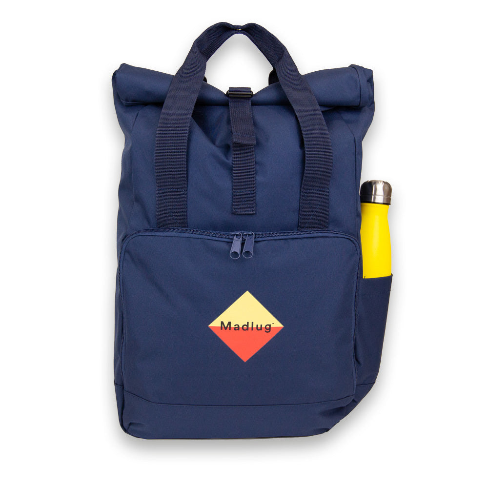 Navy Laptop Roll-Top Backpack | Roll-Top Backpacks | Madlug