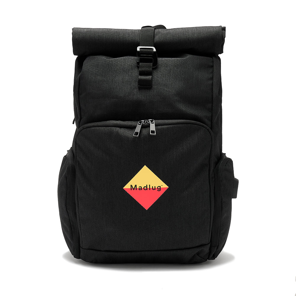 Roll-Top Tech Backpack - Black | Roll-Top Backpacks | Madlug
